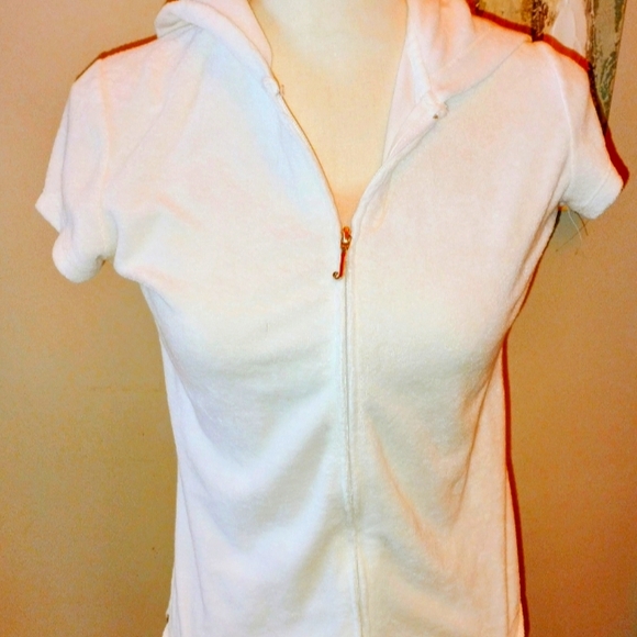 Juicy Couture | Swim | Juicy Couture White Hooded Terry Coverup Medium ...